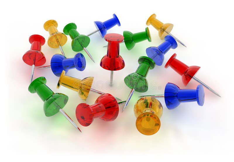 Set of color pushpins stock illustration. Illustration of pinned - 26599605