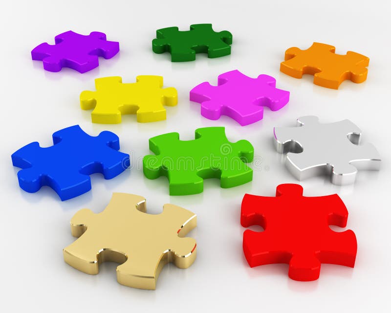 Color puzzle pieces stock illustration. Illustration of paired - 16225615