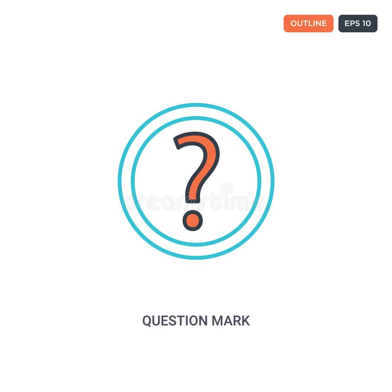 2 Color Question Mark Concept Line Vector Icon. Isolated Two Colored ...