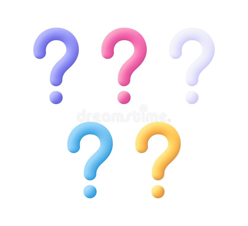 Color Question Mark Set. 3d Vector Icon Stock Vector - Illustration of ...