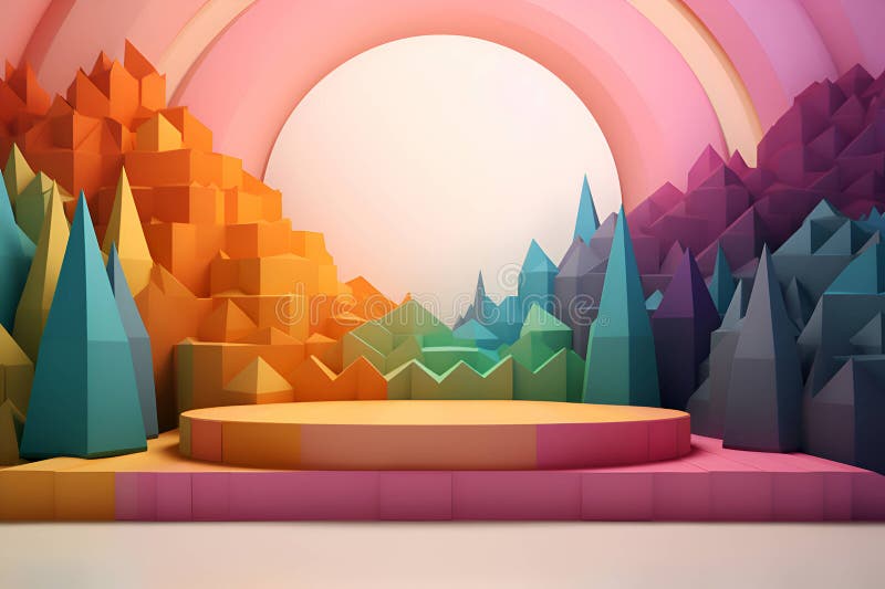 Color Rainbow Podium, Mockup, Generative AI 1 Stock Illustration ...