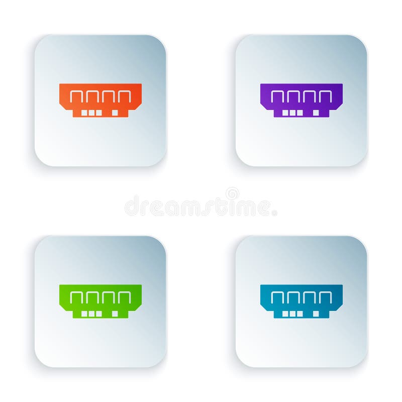 Color RAM, Random Access Memory Icon Isolated on White Background. Set ...