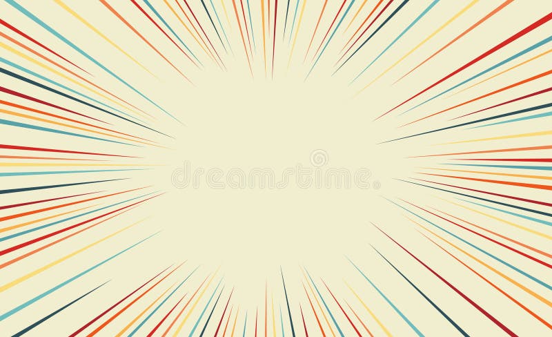Color Rays of Explosion. Radial Speed Lines Background for Comic Books ...