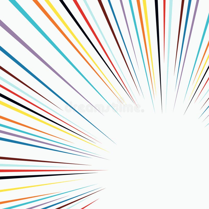 Color Rays of Explosion. Radial Speed Lines Background for Comic Books ...