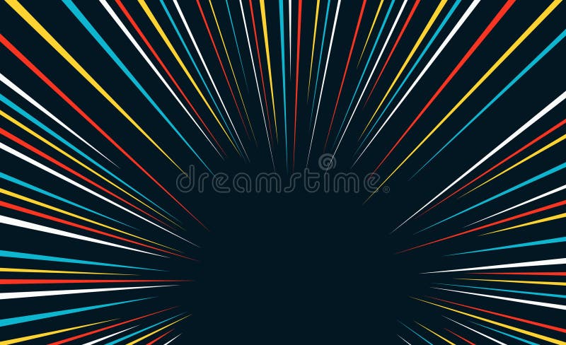 Color Rays of Explosion. Radial Speed Lines Background for Comic Books ...