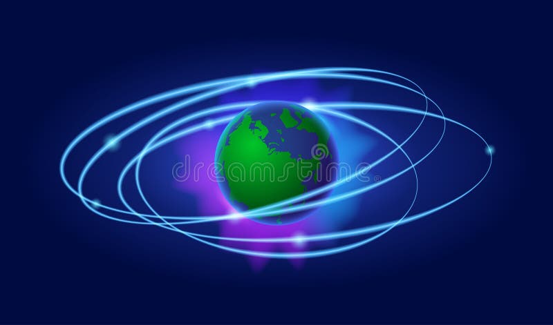 Color Rays with Lens Flare Around Planet Earth Stock Vector ...
