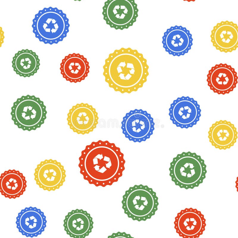 Color Recycle Symbol Label Icon Isolated Seamless Pattern on White ...