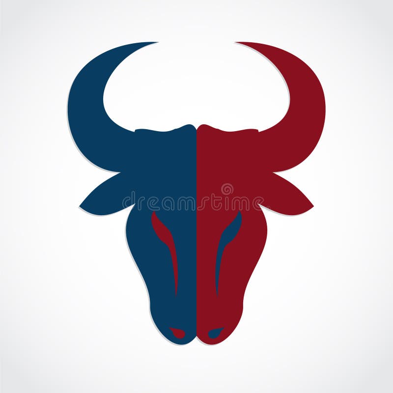 Color Red Blue Bull Head Half Shape Logo Stock Illustration ...