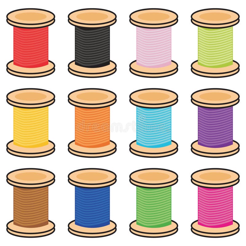 Color reels of thread stock vector. Illustration of design - 14289233