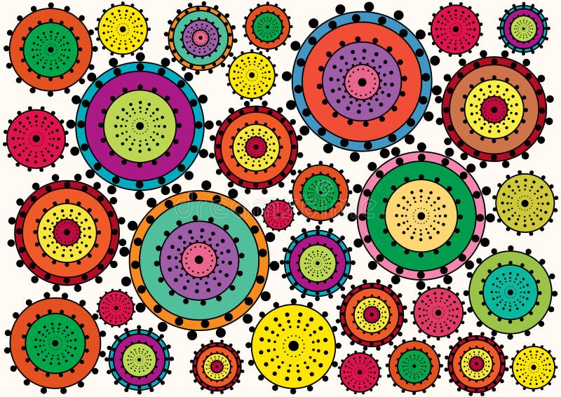 Color retro circle flowers stock vector. Illustration of ethnic - 66888928