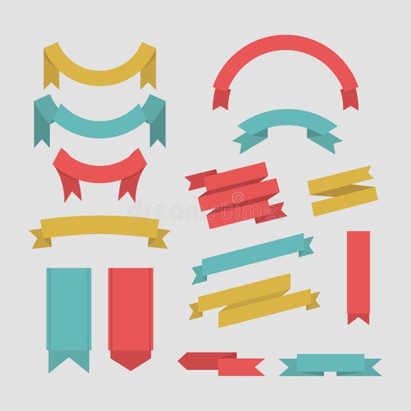 Color Ribbon Banners Vector Collection Stock Vector - Illustration of ...