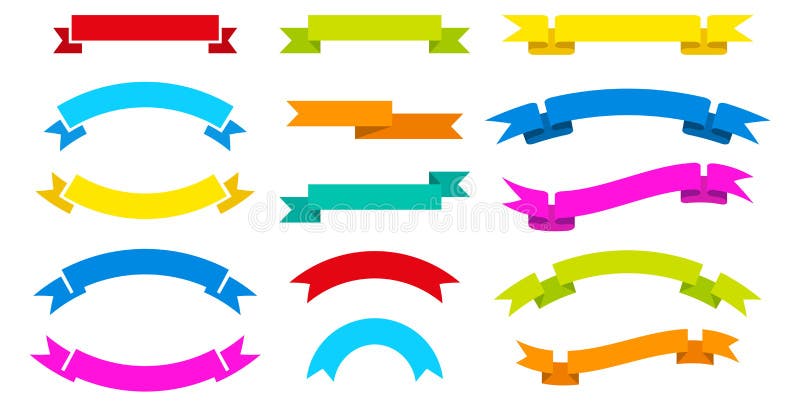 Color Ribbons Set. Decorative Paper Banner Scroll Stock Illustration ...