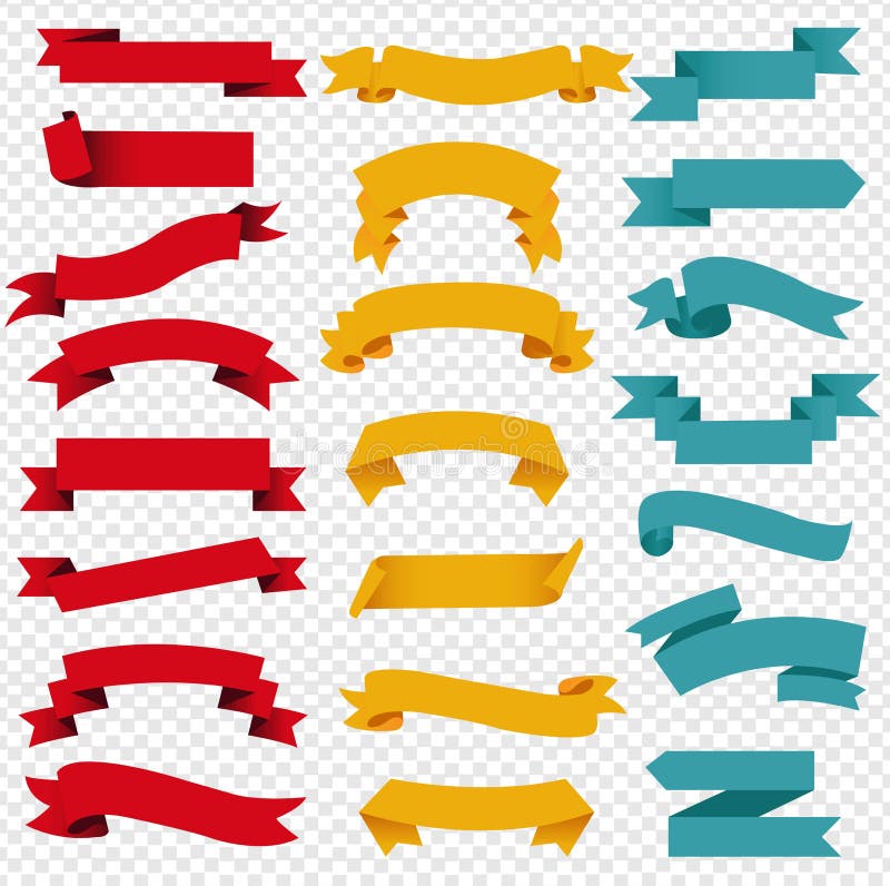 Color Ribbons Set with Transparent Background Stock Vector ...