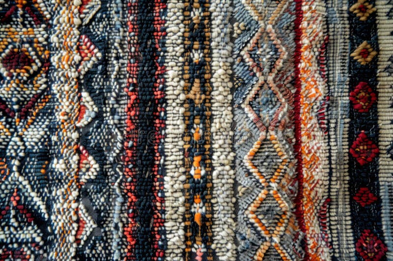 Color-rich Rug Adorned with Diamond Pattern. Textile Art Concept Stock ...