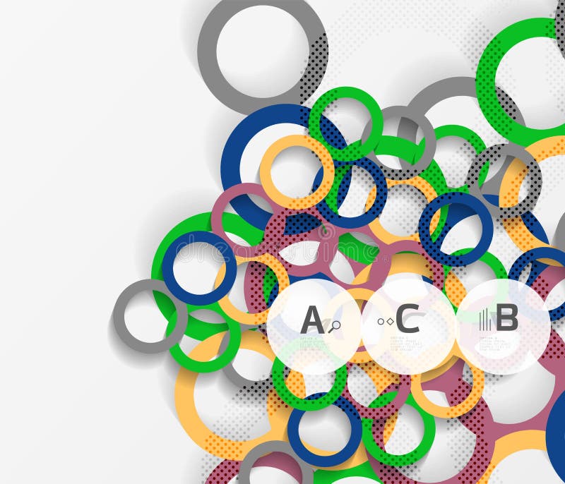 Color Rings with Shadows on Gray Abstract Background Stock Illustration ...