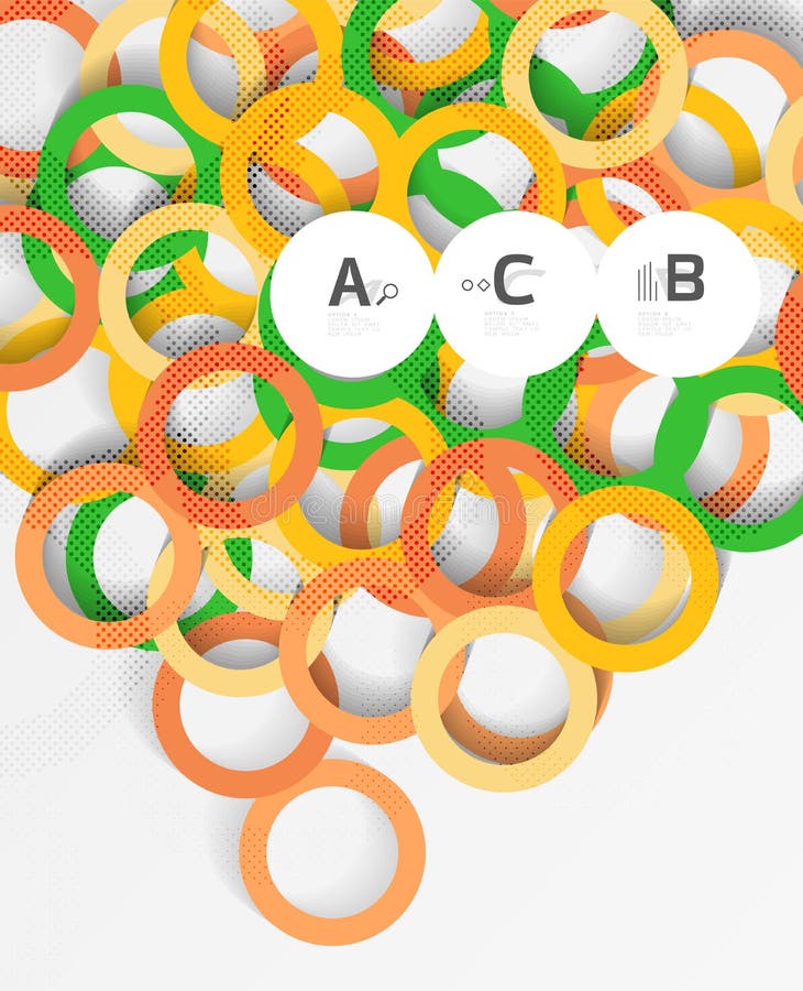 Color Rings with Shadows on Gray Abstract Background Stock Illustration ...