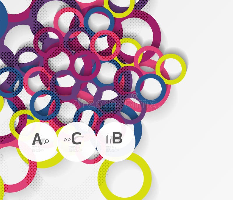 Color Rings with Shadows on Gray Abstract Background Stock Illustration ...