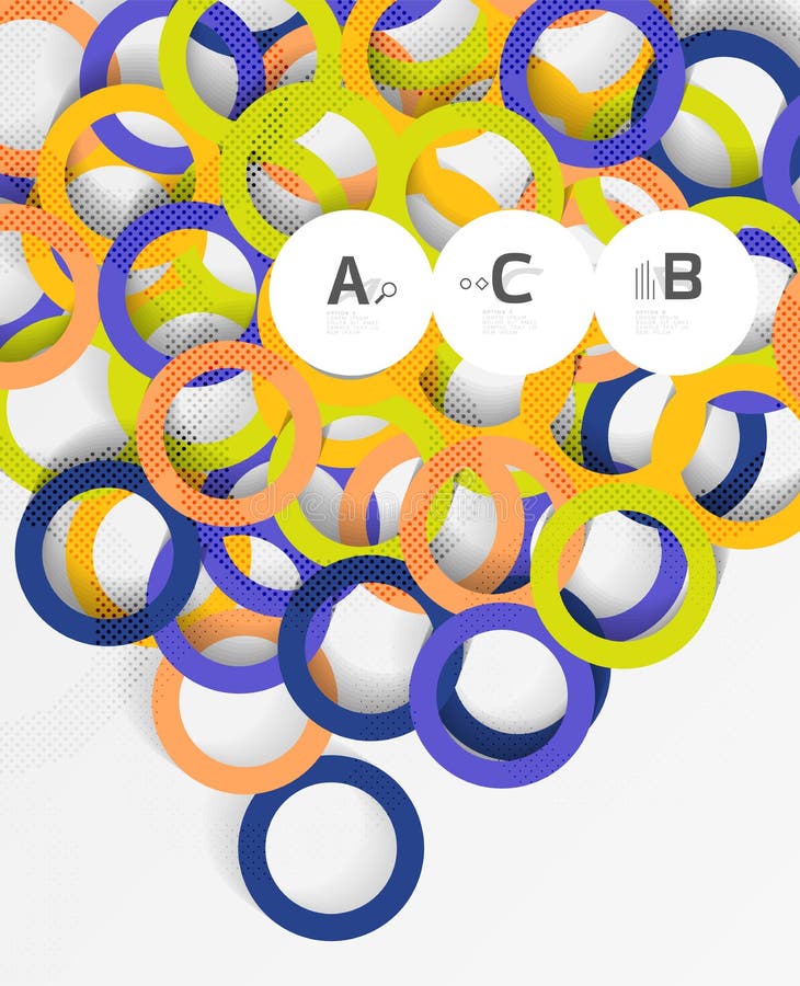 Color Rings with Shadows on Gray Abstract Background Stock Illustration ...