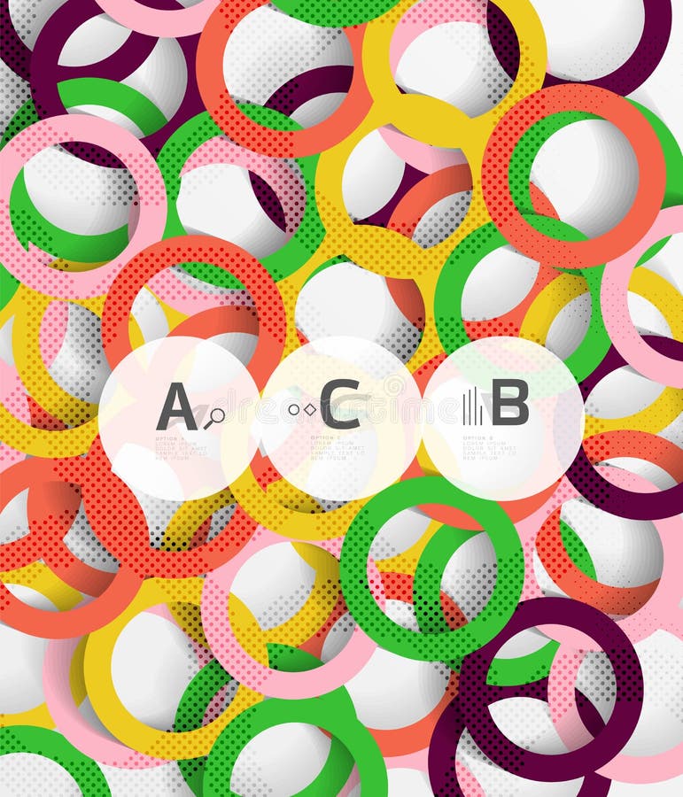 Color Rings with Shadows on Gray Abstract Background Stock Illustration ...