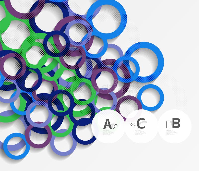 Color Rings with Shadows on Gray Abstract Background Stock Illustration ...