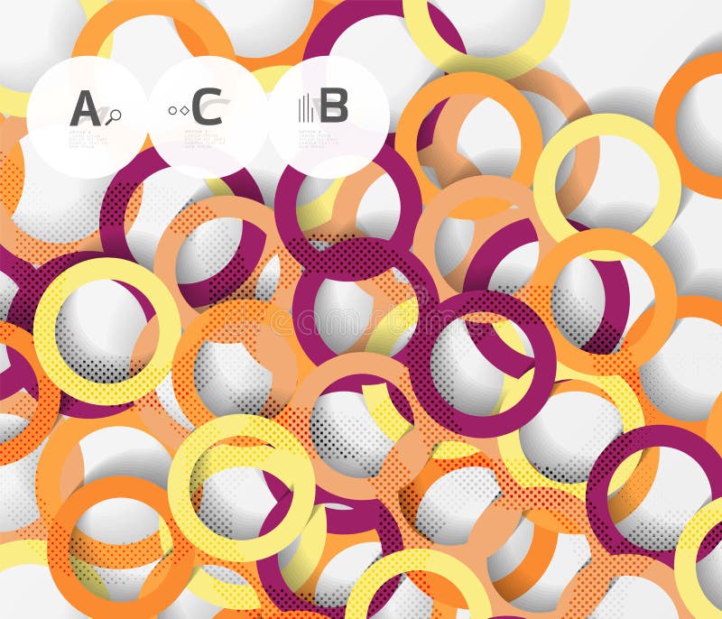 Color Rings with Shadows on Gray Abstract Background Stock Illustration ...