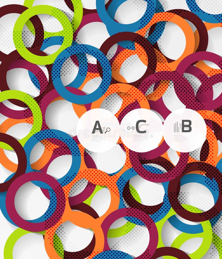 Color Rings with Shadows on Gray Abstract Background Stock Illustration ...