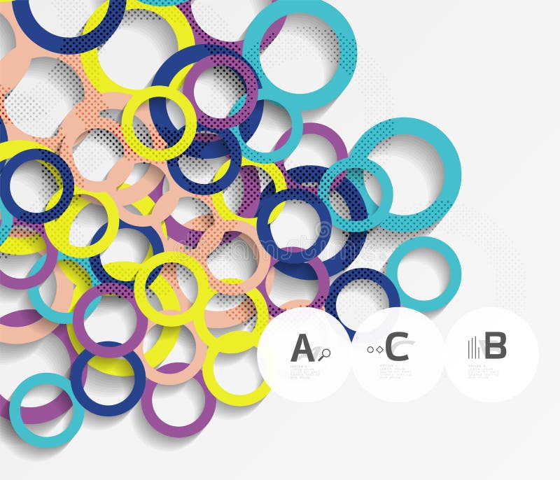 Color Rings with Shadows on Gray Abstract Background Stock Illustration ...