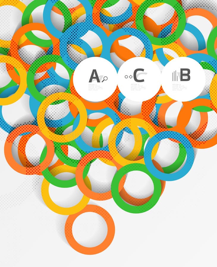 Color Rings with Shadows on Gray Abstract Background Stock Illustration ...