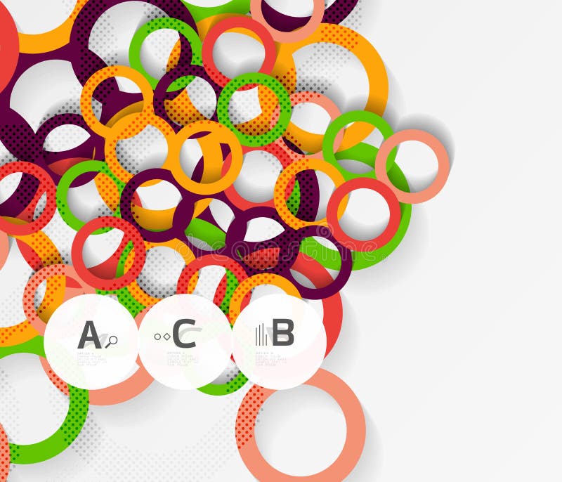 Color Rings with Shadows on Gray Abstract Background Stock Illustration ...