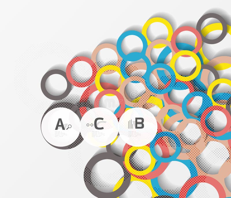 Color Rings with Shadows on Gray Abstract Background Stock Illustration ...