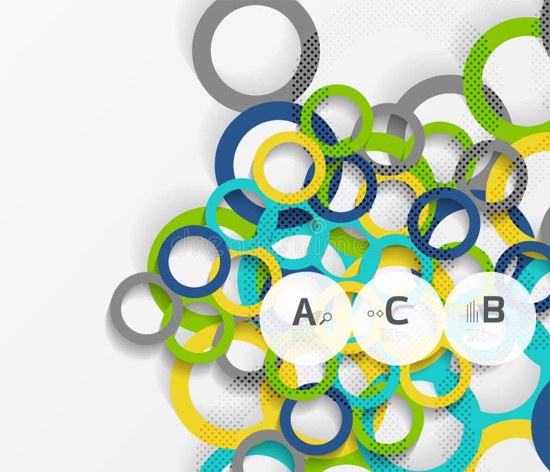 Color Rings with Shadows on Gray Abstract Background Stock Illustration ...