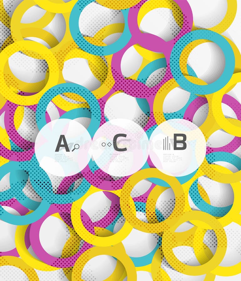 Color Rings with Shadows on Gray Abstract Background Stock Illustration ...