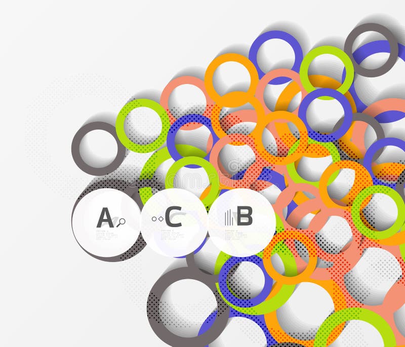 Color Rings with Shadows on Gray Abstract Background Stock Illustration ...