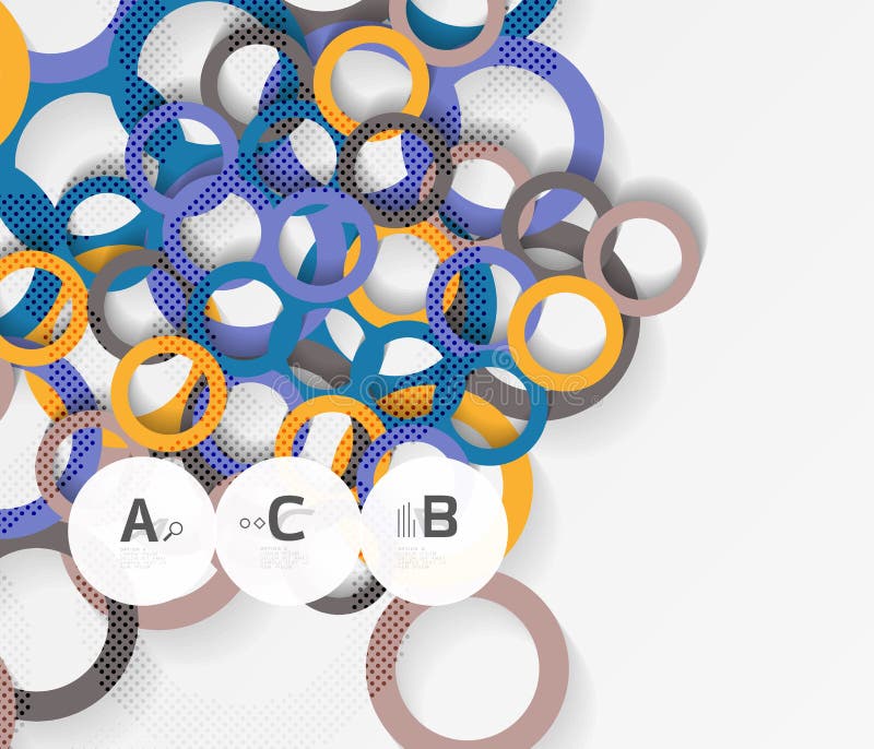 Color Rings with Shadows on Gray Abstract Background Stock Illustration ...