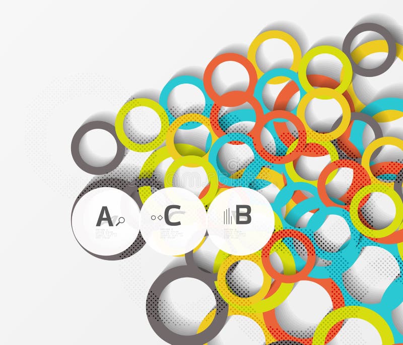 Color Rings with Shadows on Gray Abstract Background Stock Illustration ...