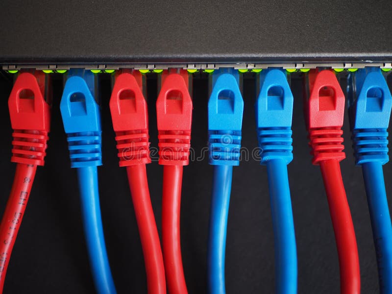 Color RJ 45 Plug in Black Switch Stock Image - Image of computer ...