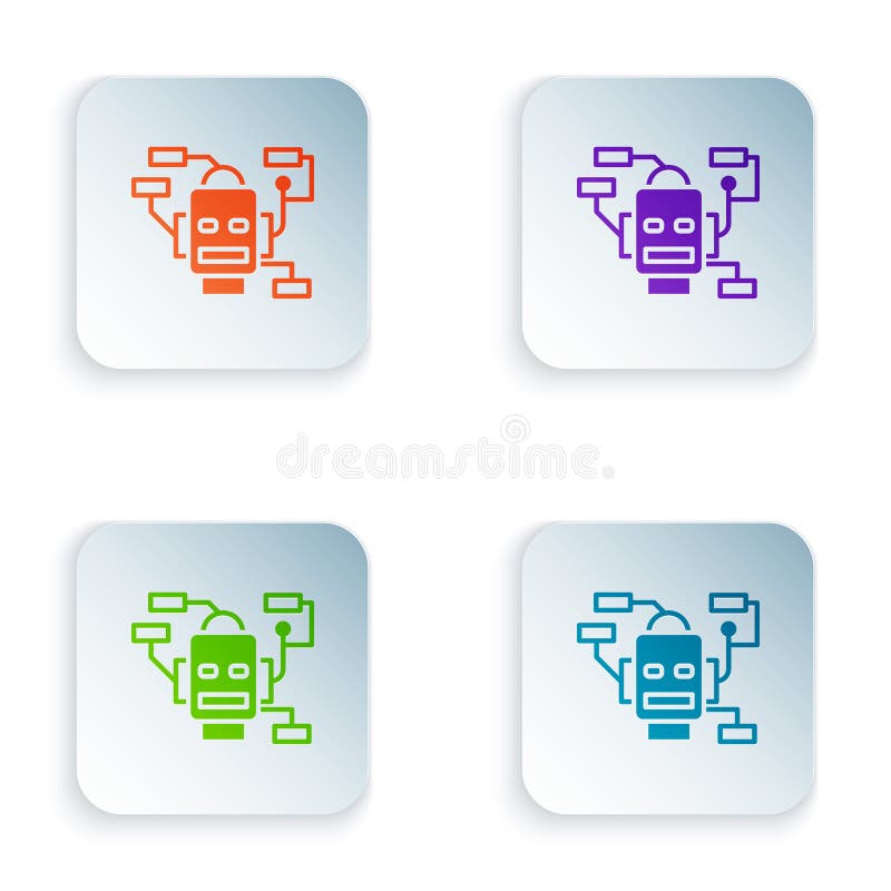 Color Robot Icon Isolated on White Background. Artificial Intelligence ...