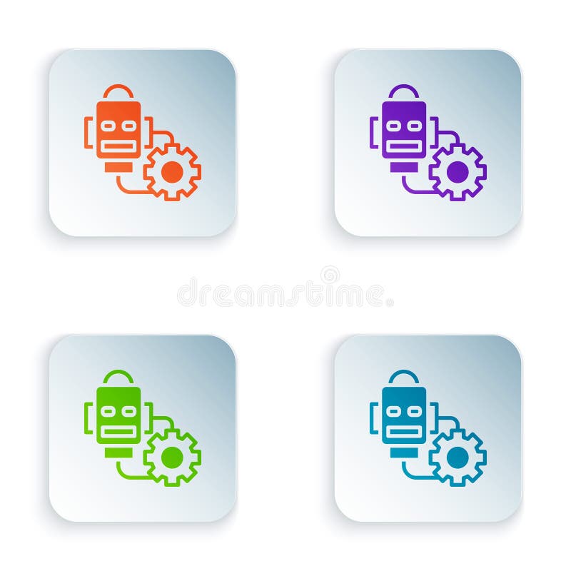 Color Robot Setting Icon Isolated on White Background. Artificial ...