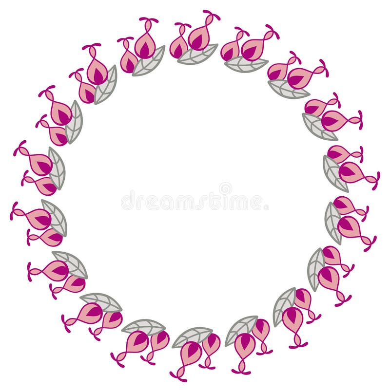 Color Round Frame with Abstract Flowers. Stock Vector - Illustration of ...