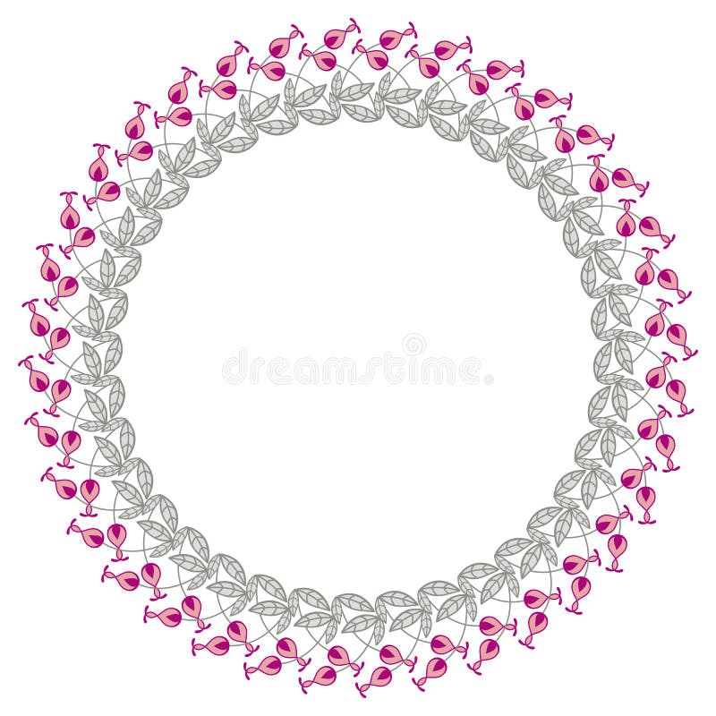 Color Round Frame with Abstract Flowers. Stock Vector - Illustration of ...