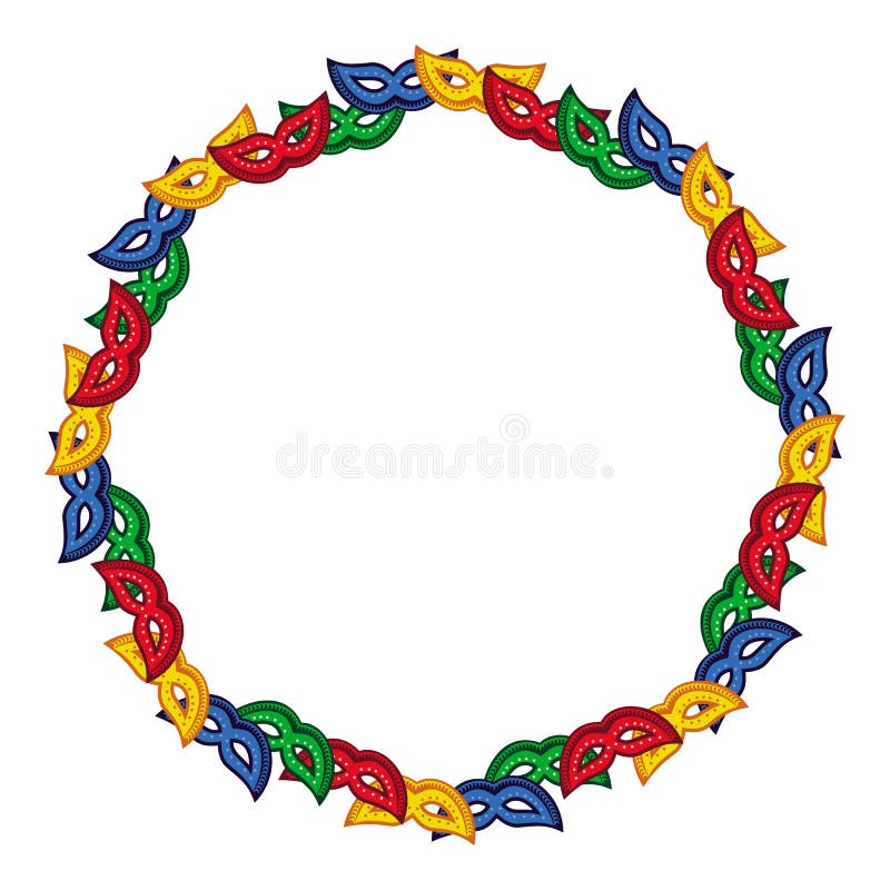 Color Round Frame with Carnival Masks. Raster Clip Art. Stock ...