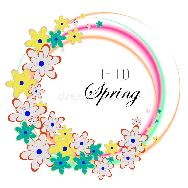 Color Round Frame with Flowers Abstract Vector Background Stock Vector ...
