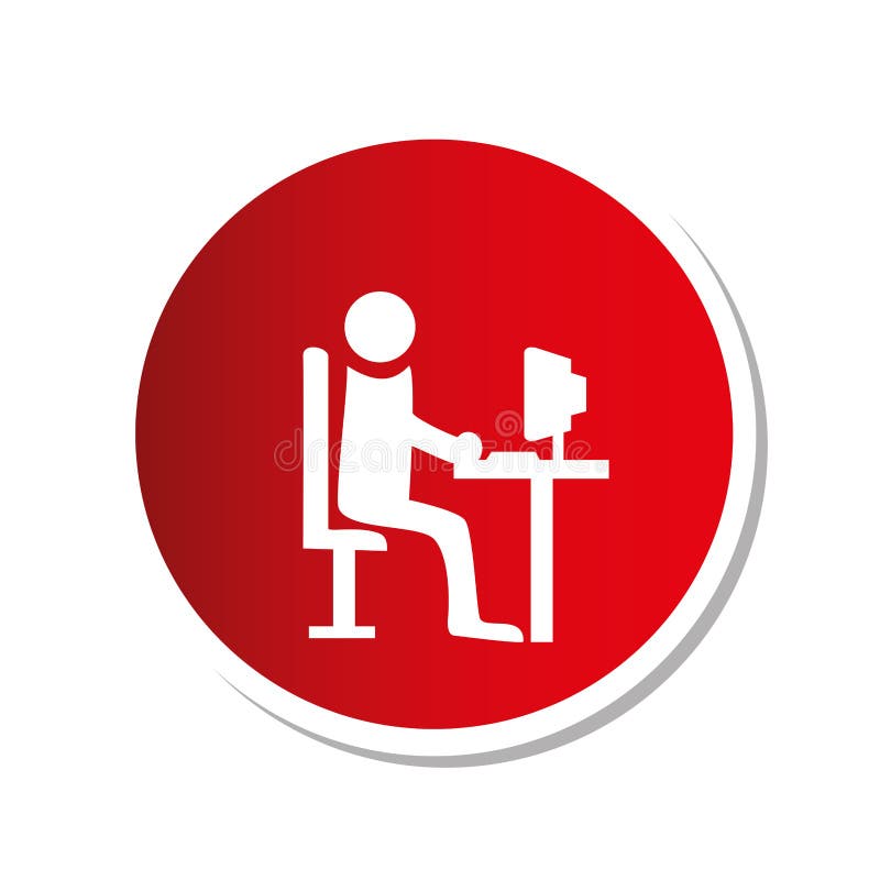 Color Round Frame with Pictogram Man with Computer Stock Vector ...