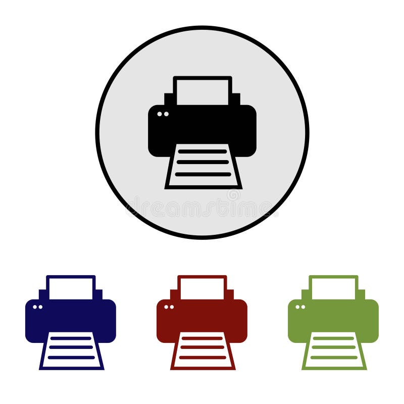 Color Round Inkjet Printer Icon Stock Vector - Illustration of black ...