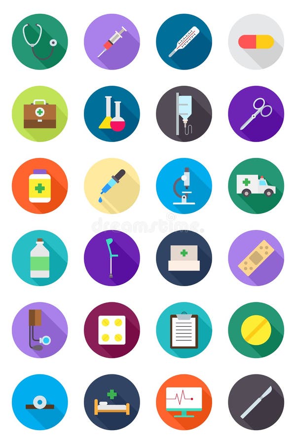 Round Medicine and Healthcare Icon Set of Cardiology, Neurology ...