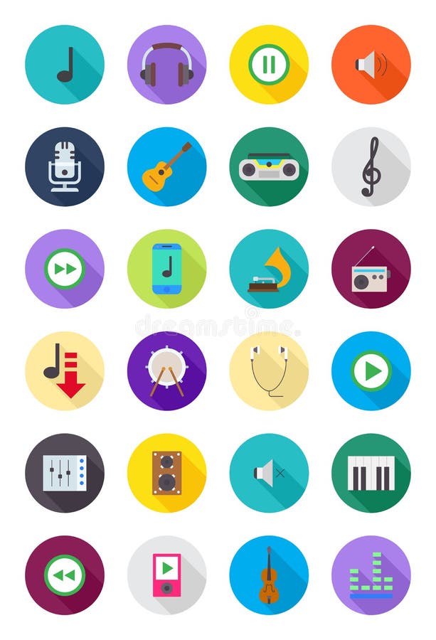 Color Round School Icons Set Stock Vector - Illustration of icons ...