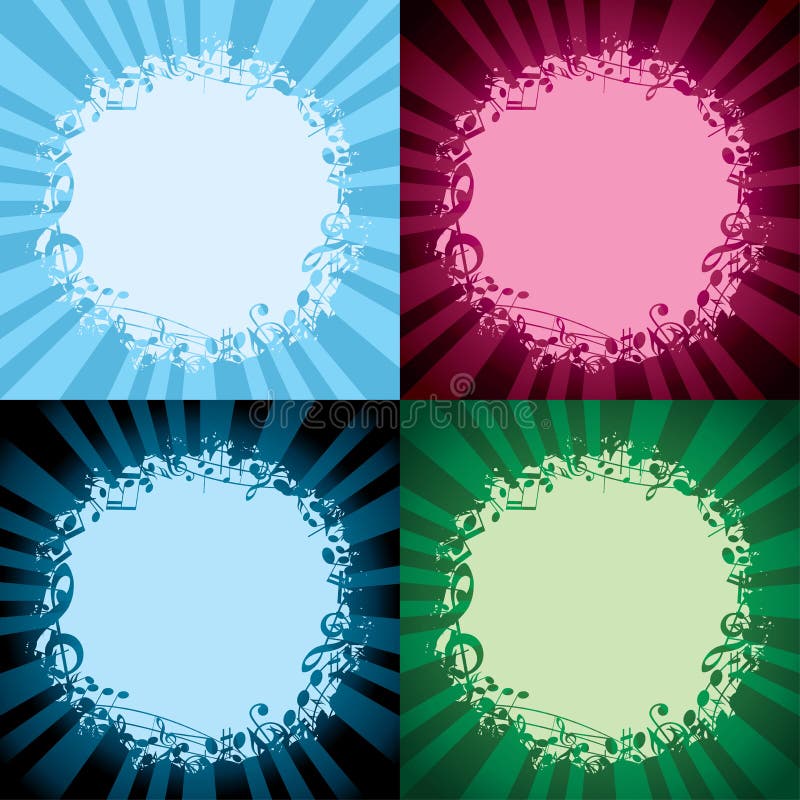 Set of Musical Vector Frames with Music Notes Stock Vector ...