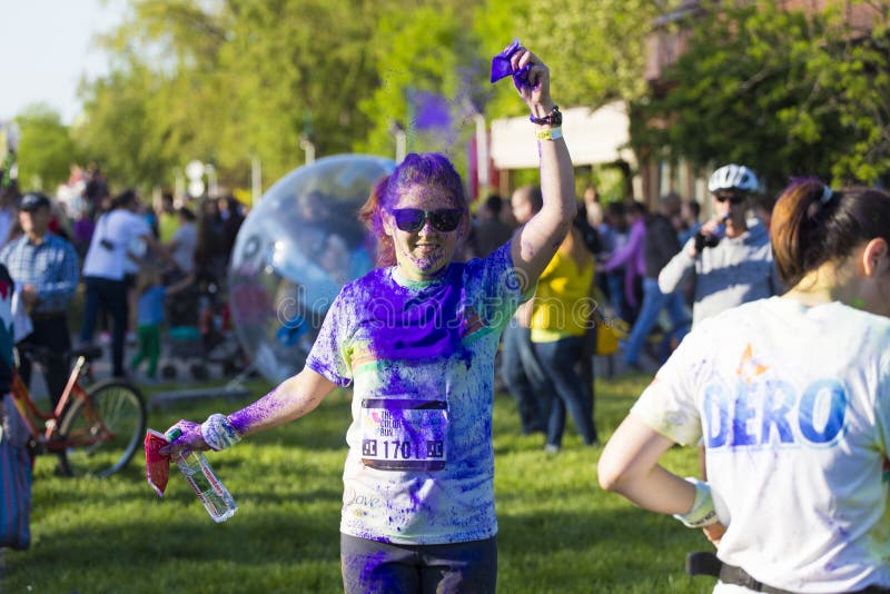 Runner after Finishing a Color Run Race Editorial Photo - Image of ...