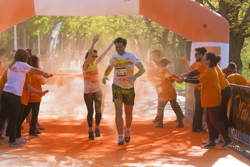 Lovely Romantic Couple at Color Run Bucharest Editorial Image - Image ...