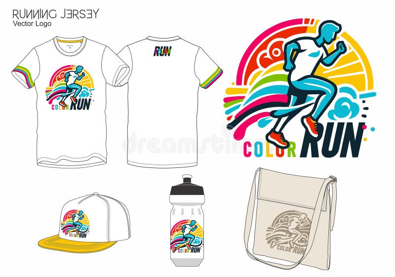Color Run Vector Logo Design on Running Jersey and Merchandise Stock ...